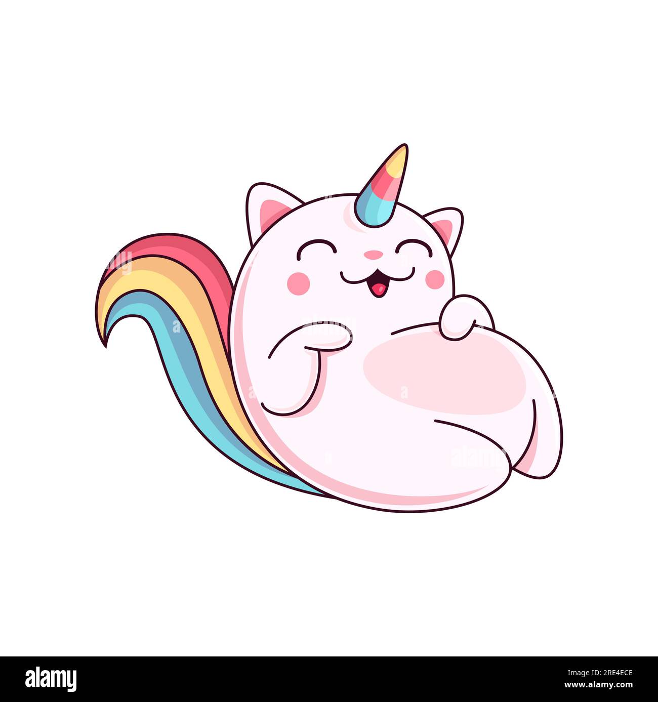 Cartoon cute caticorn character relax or sleep. Isolated vector fantasy ...