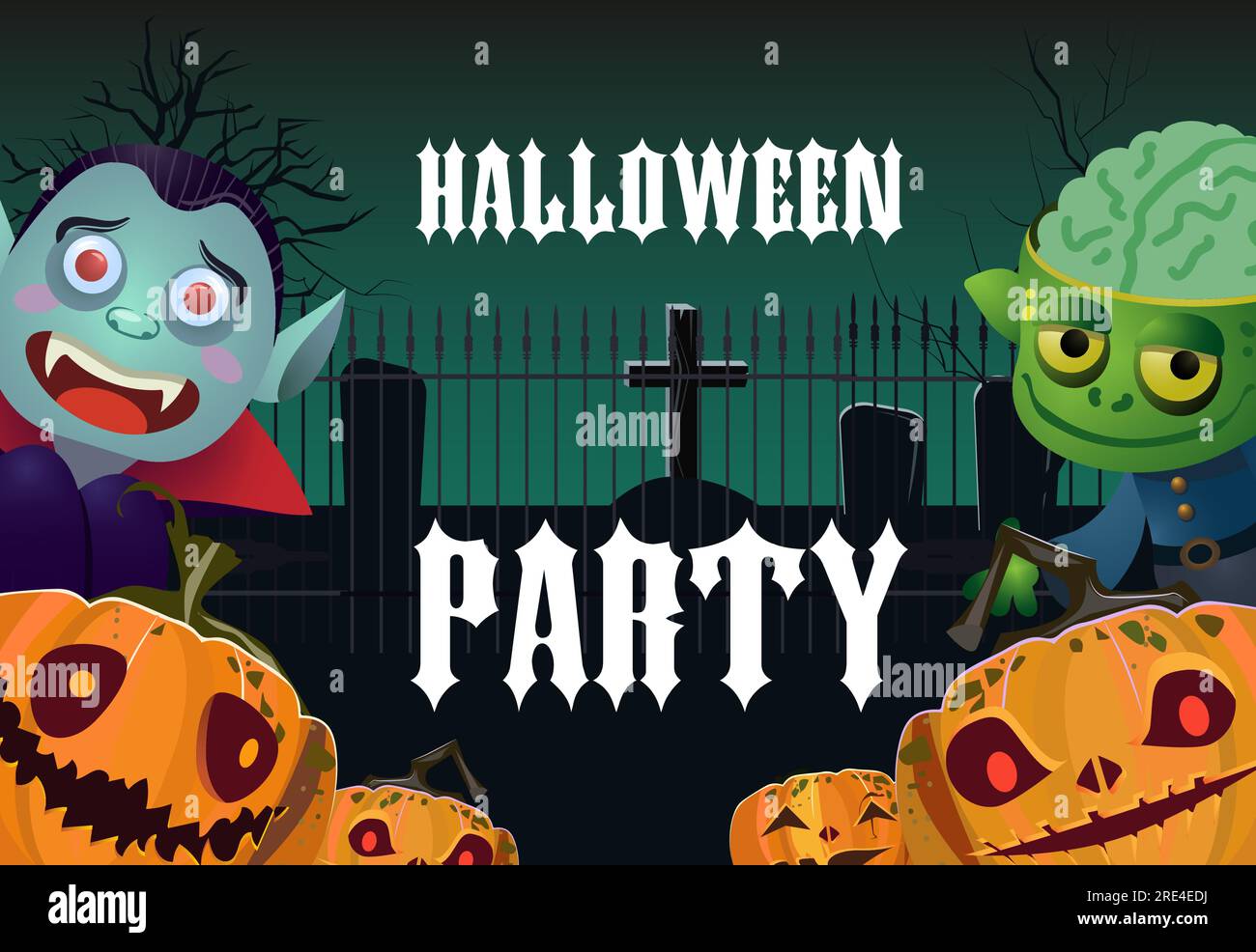 Halloween party poster template. Monster, vampire Stock Vector Image ...