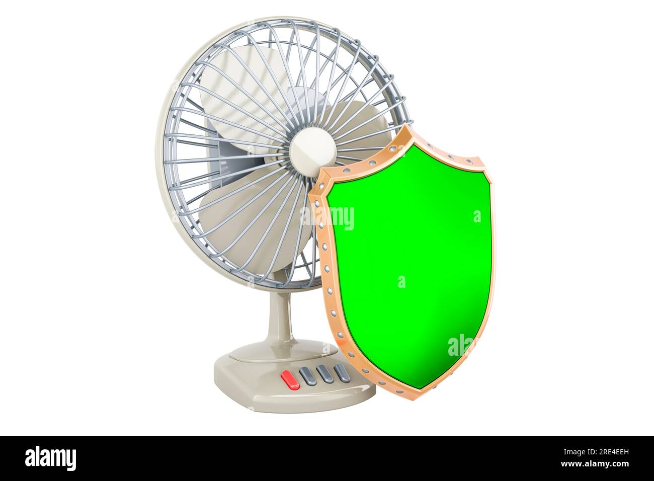 Table fan with shield. 3D rendering isolated on white background Stock ...