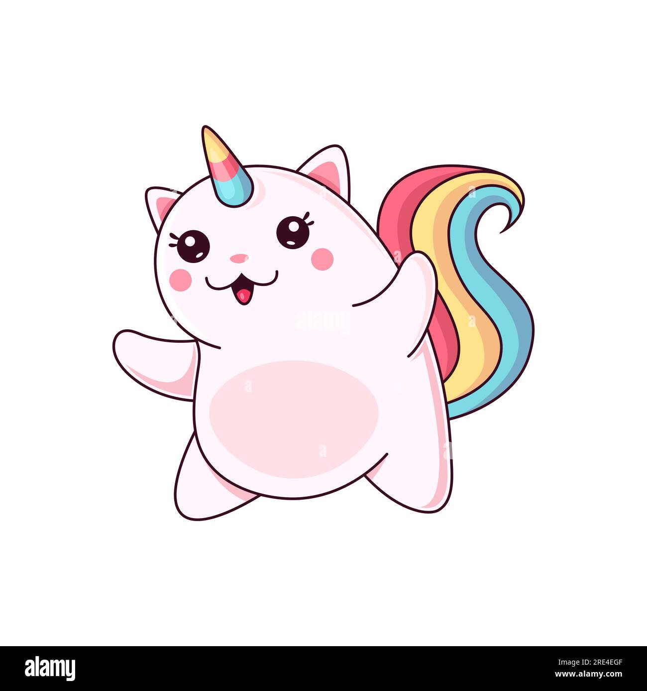 Cartoon cute caticorn character, isolated vector unicorn cat fantasy ...