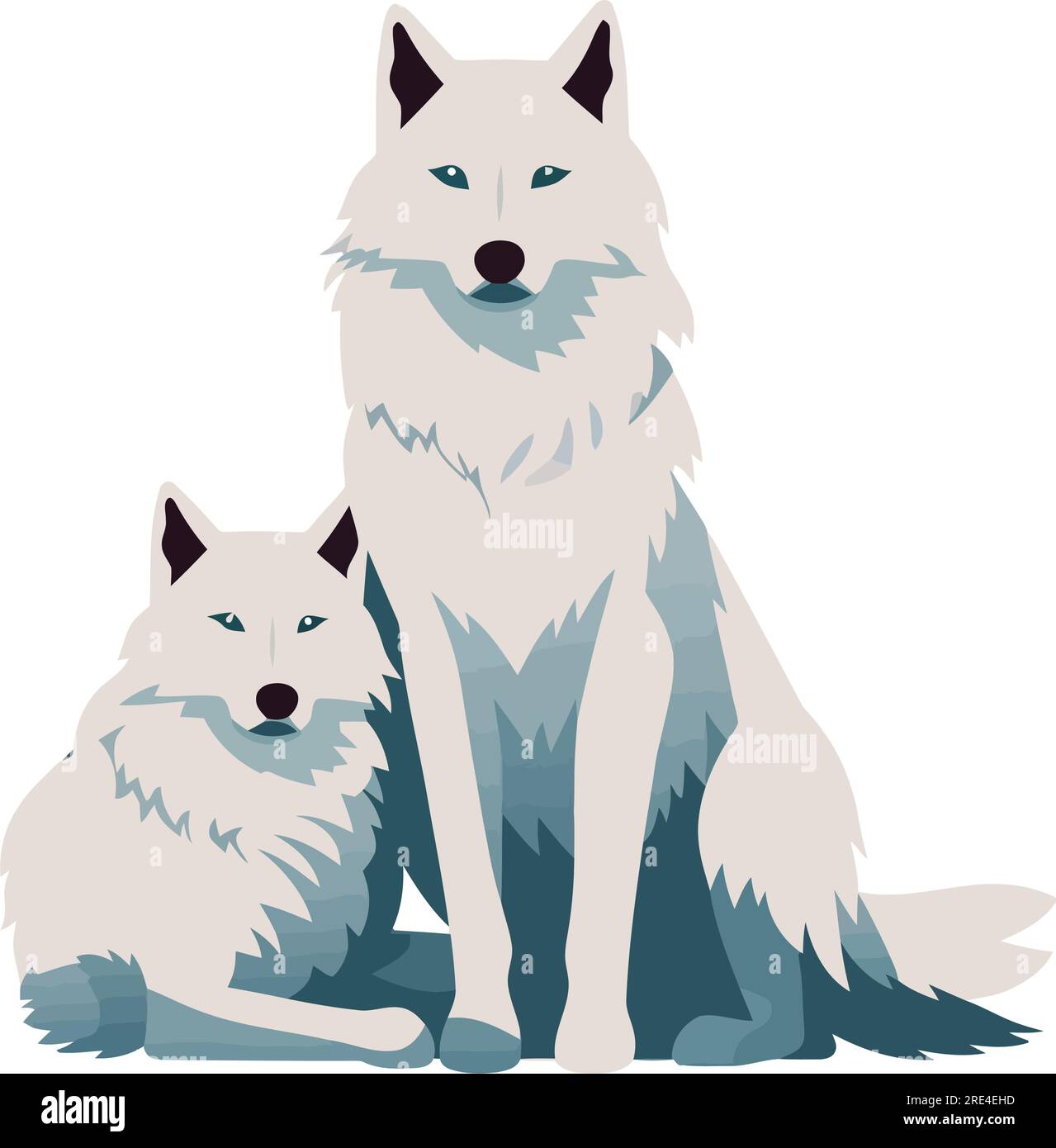 Cute wolves sitting in snow over white Stock Vector Image & Art - Alamy