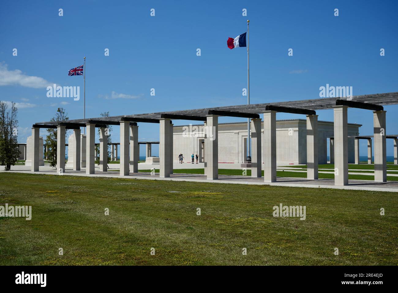 Stone Walkways at The British Normandy Memorial, with blus skies above ...