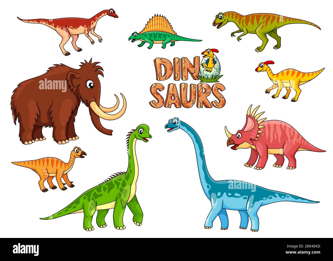 Cartoon dinosaur characters. Extinct animal, Jurassic era dinosaur cute ...
