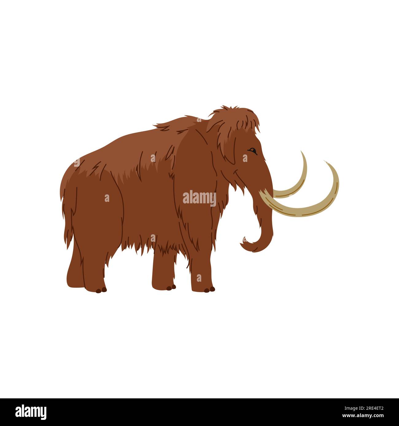 Cartoon cute funny mammoth with brown hair. Vector cute nice baby ...