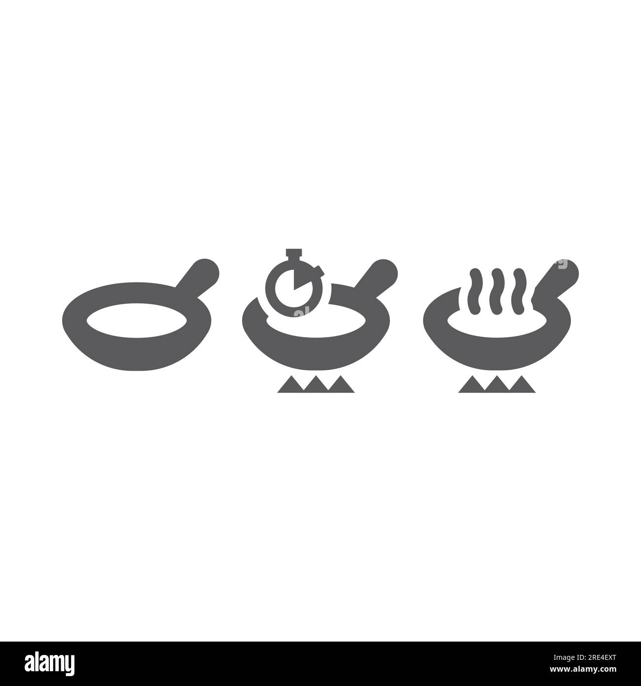 Frying Pan On Stove Cooking Time Vector Icons Hot Pot Preparing Foot