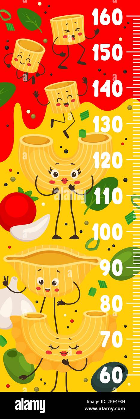 Kids height chart ruler. Cartoon italian pasta characters growth ...