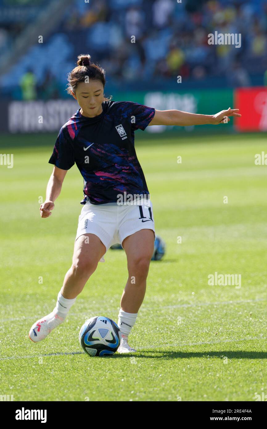 Sydney, Australia. 25th July, 2023. Yuri Choe of Korea Republic warms ...