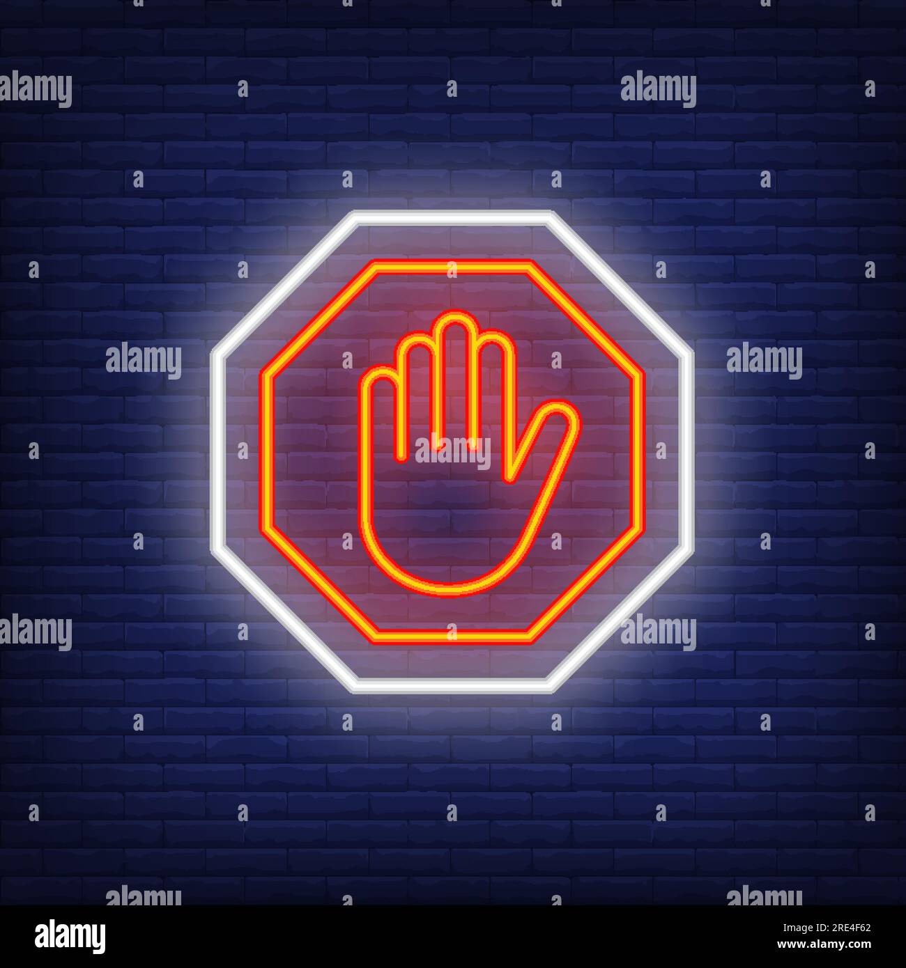 Stop hand neon sign Stock Vector Image & Art - Alamy