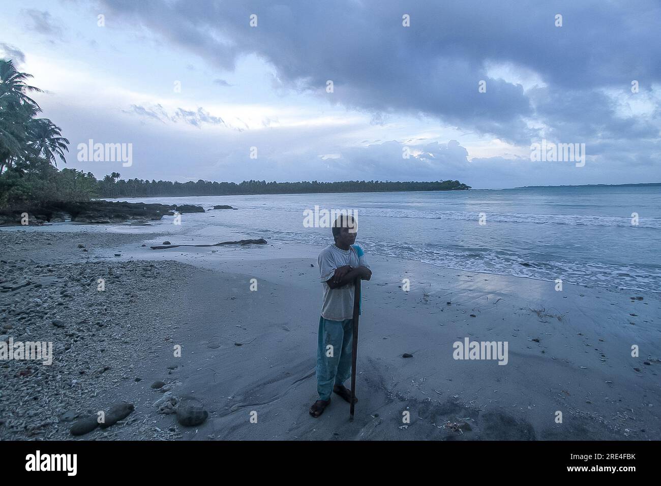 An indigenous Mentawai man, Masrizal, 27, seen stands waited an aid ...