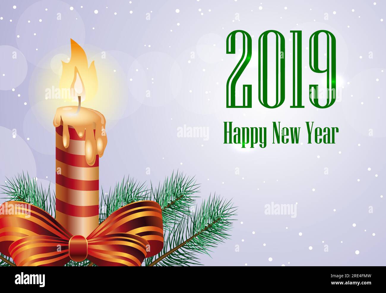 Two Thousand Eighteen lettering with burning candle Stock Vector Image ...