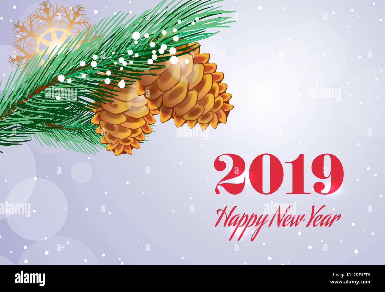 Two Thousand Eighteen lettering with pine-tree twig and cones Stock ...