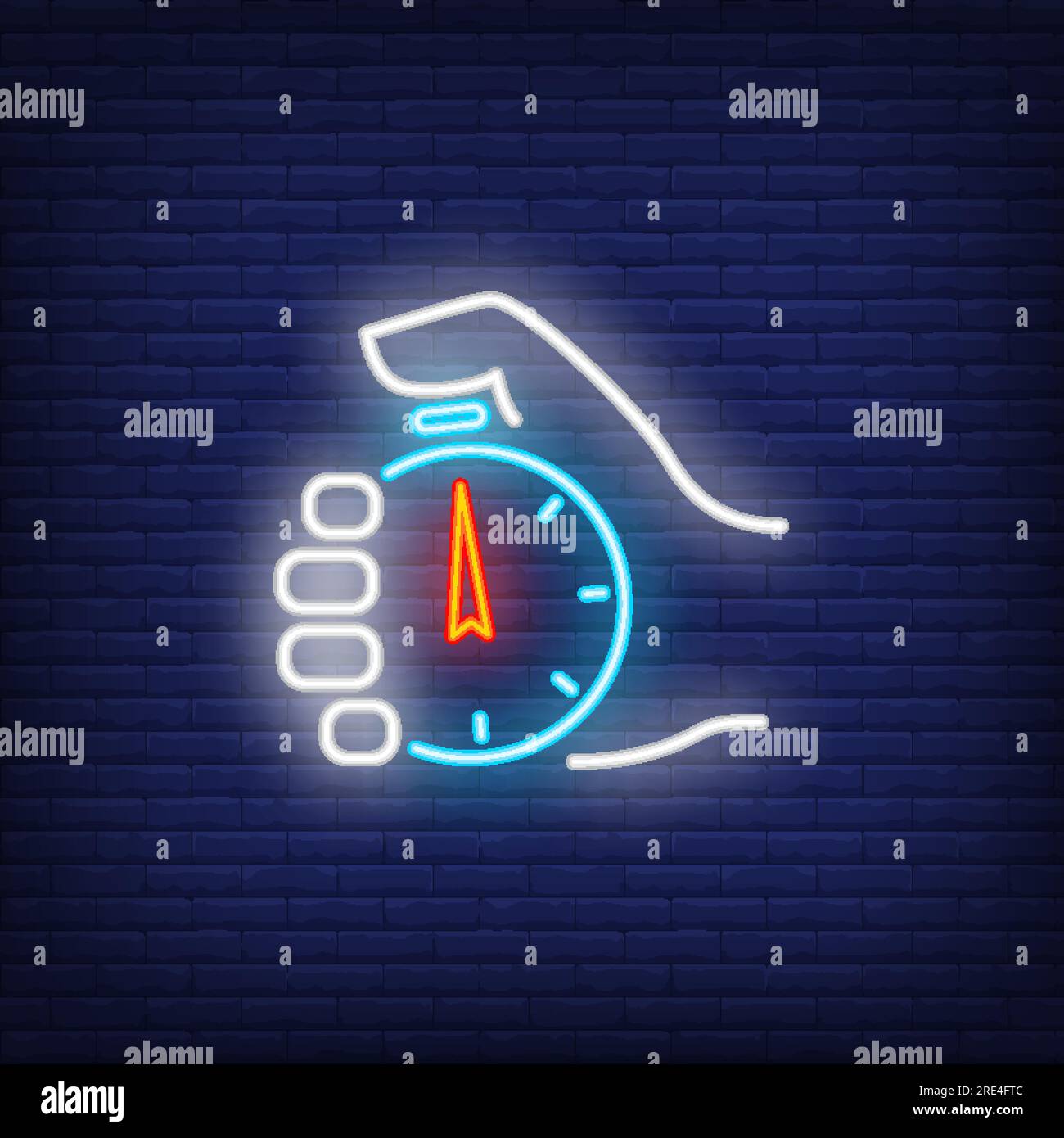 Stopwatch in hand neon sign Stock Vector Image & Art - Alamy