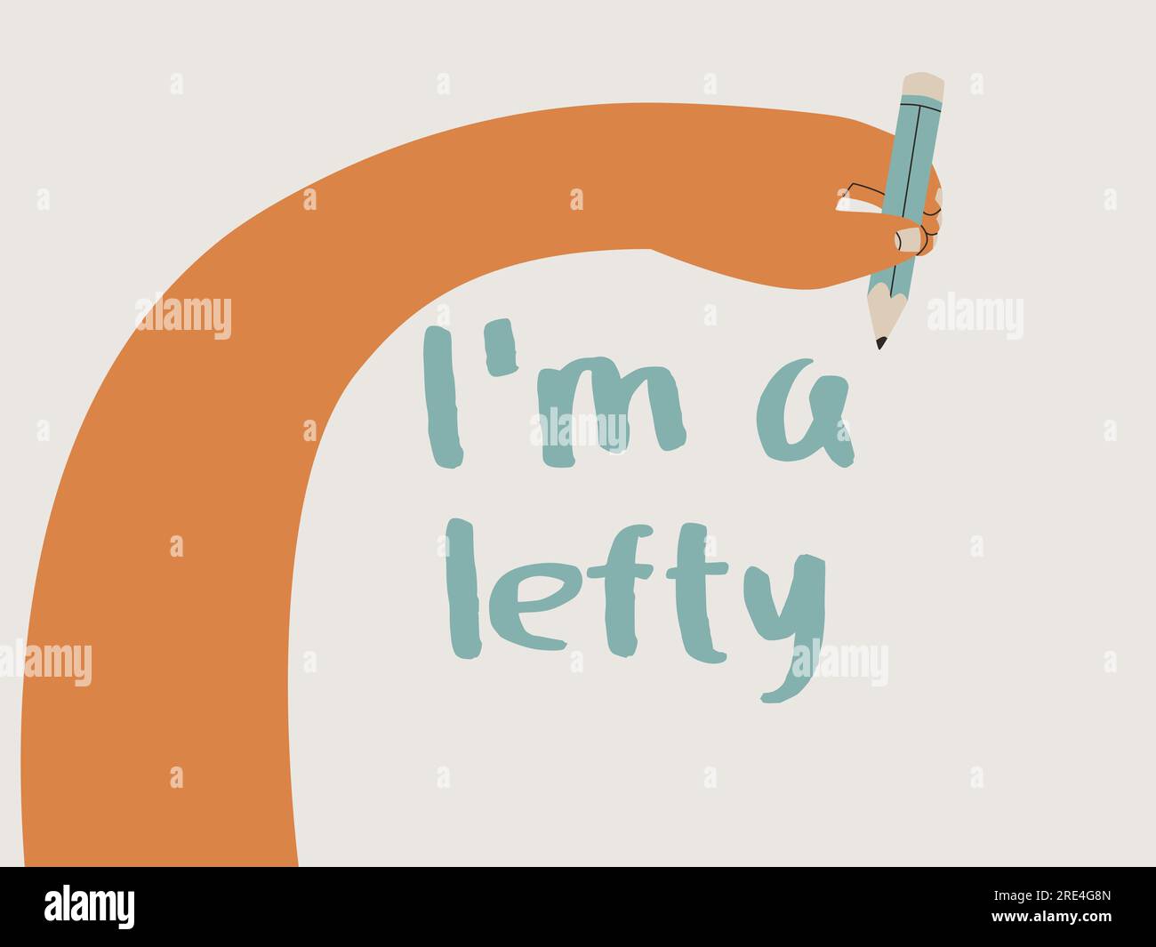 The human left hand writes with a pencil the text I am lefty. Vector ...