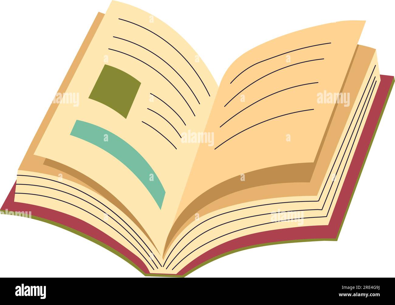 School and university supplies, isolated open book or textbook with ...