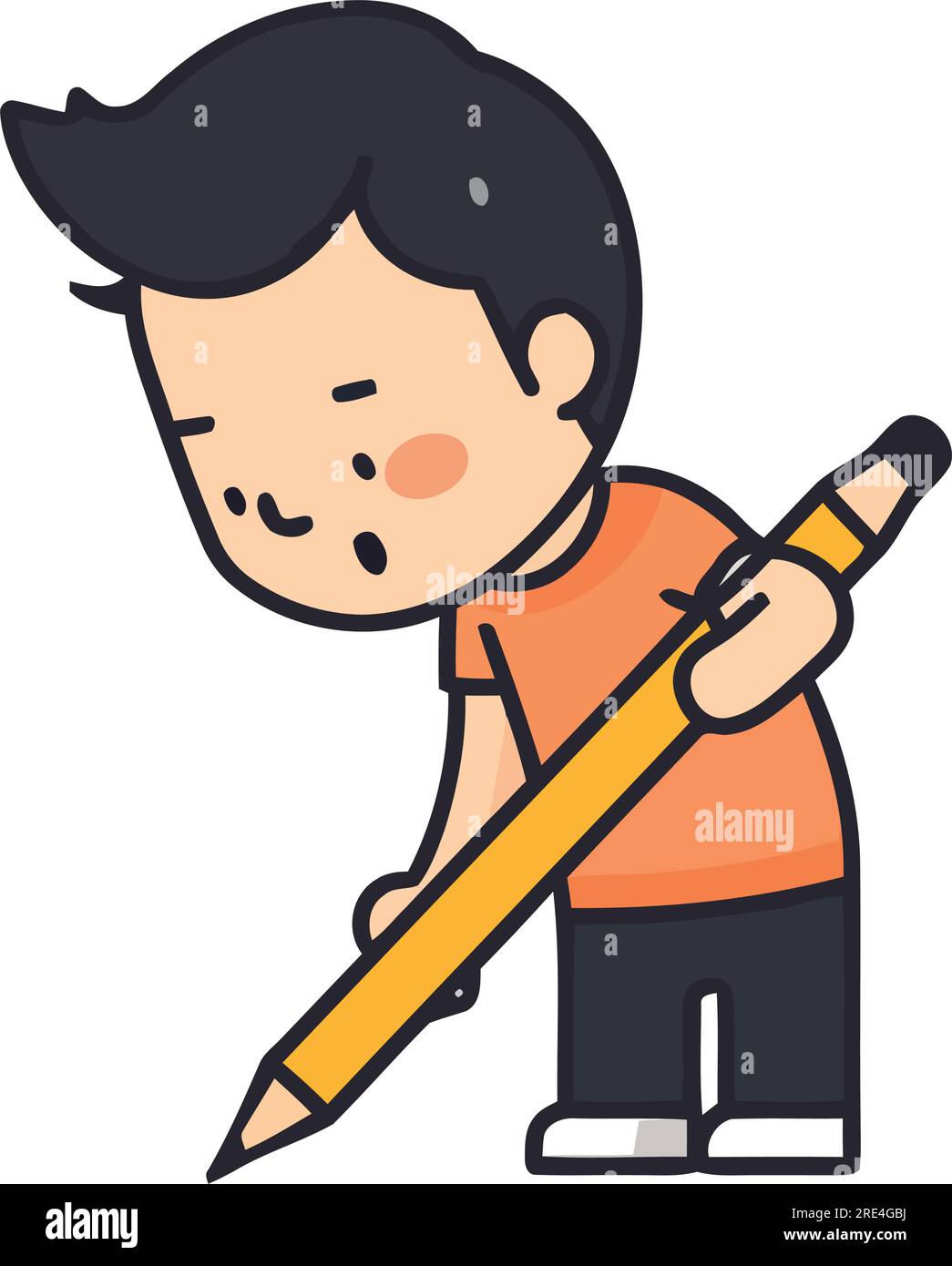 Schoolboy smiling holding white Stock Vector Images - Alamy