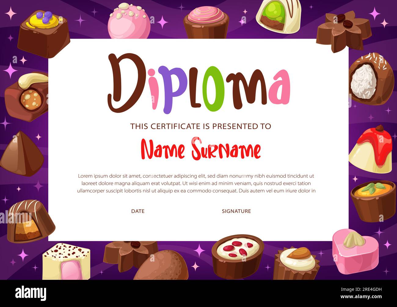 Diploma certificate vector template of kids education. School or ...