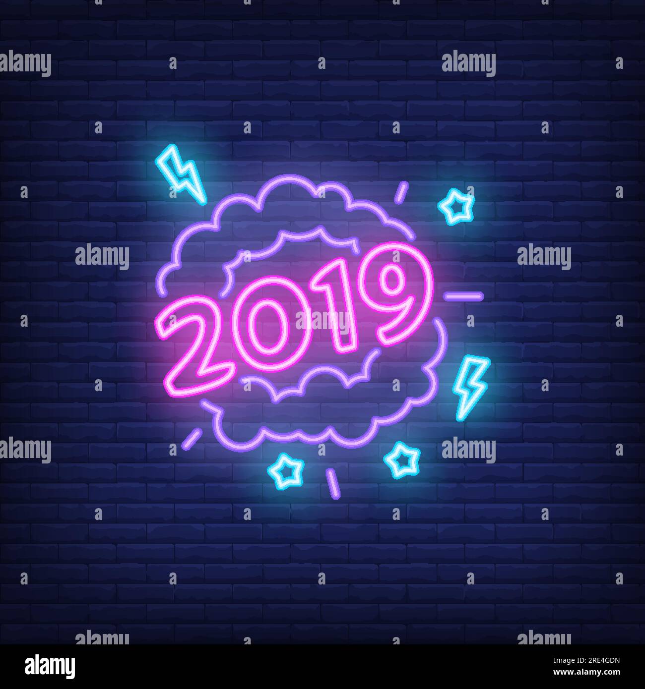 Neon twenty nineteen sign Stock Vector Image & Art - Alamy