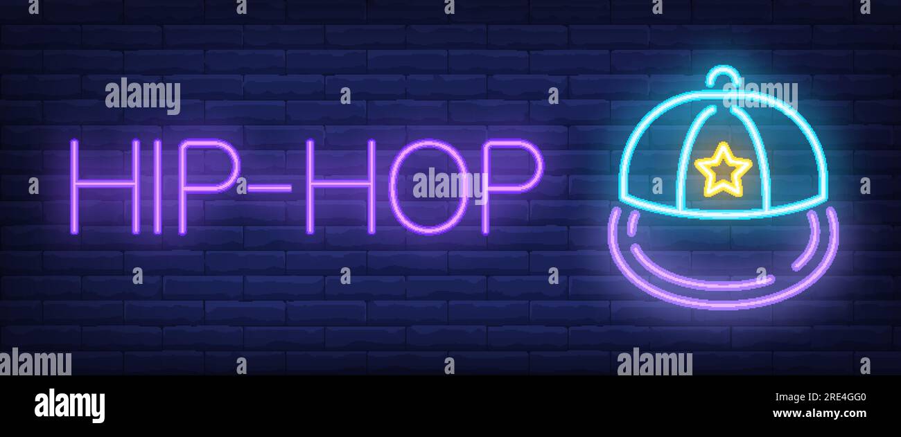 Hip-hop neon text with cap Stock Vector Image & Art - Alamy