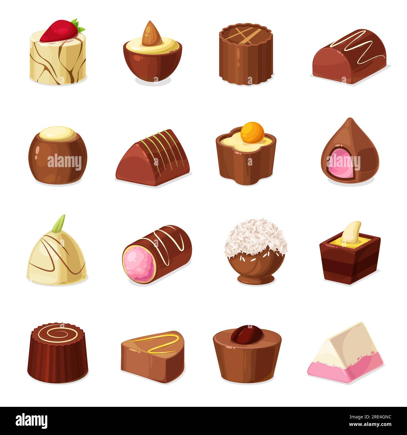 Chocolate candies and truffle desserts, vector sweet food. Chocolate ...