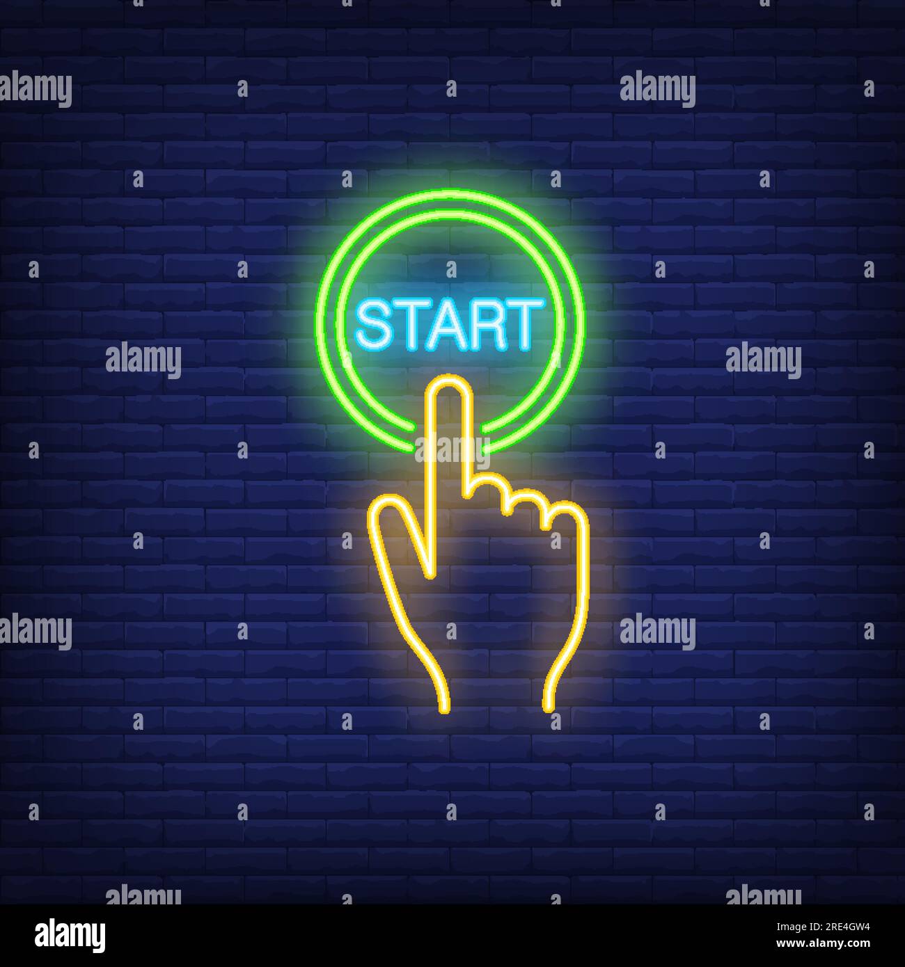 Pressing start button neon sign Stock Vector Image & Art - Alamy