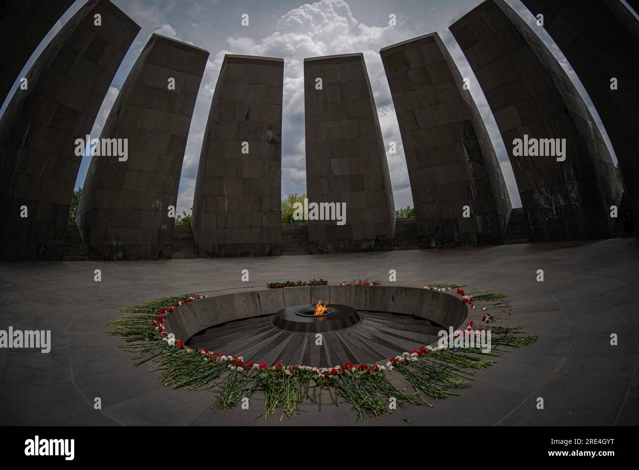 Wide angel image of the very respected and important Tsitsernakaberd ...