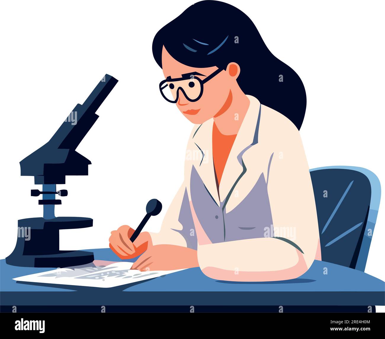 Microscope women laboratory Stock Vector Images - Alamy