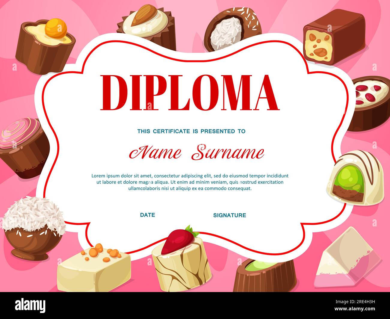 Kids diploma certificate template with vector background frame of ...