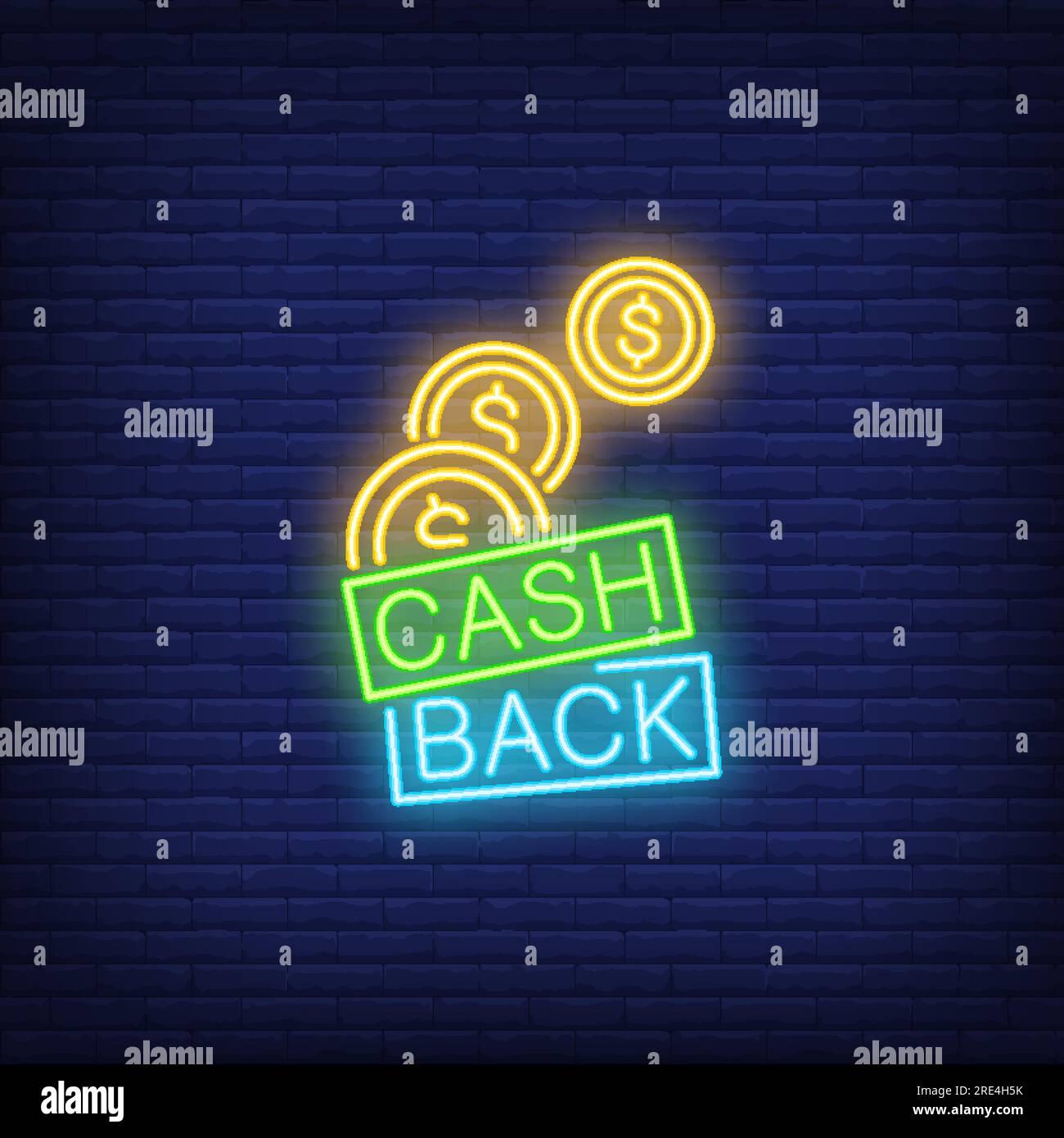 Cash back coins neon sign Stock Vector Image & Art - Alamy