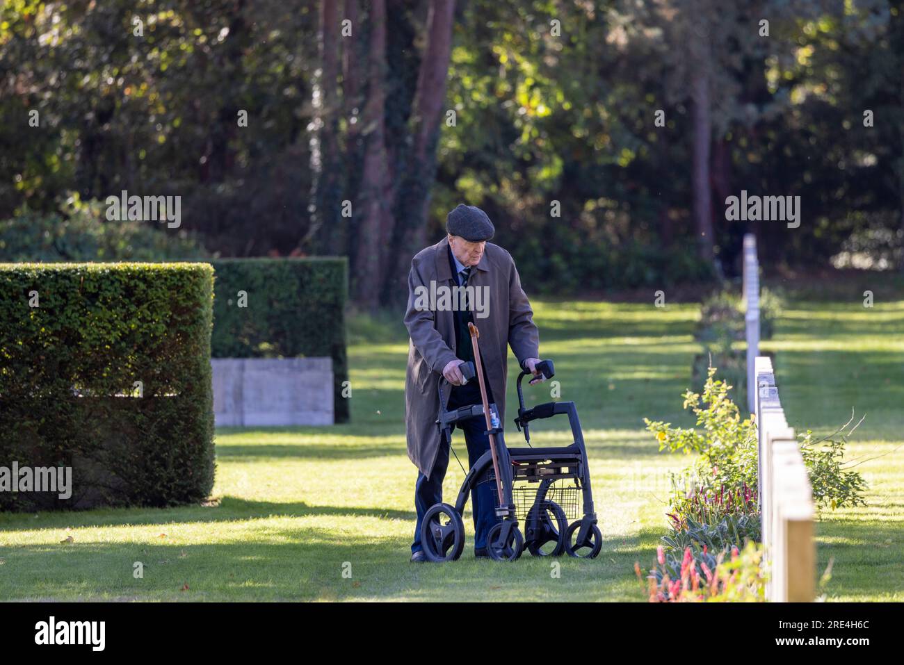 Sir Michael Caine as Bernard Jordan in The Great Escaper on location at ...