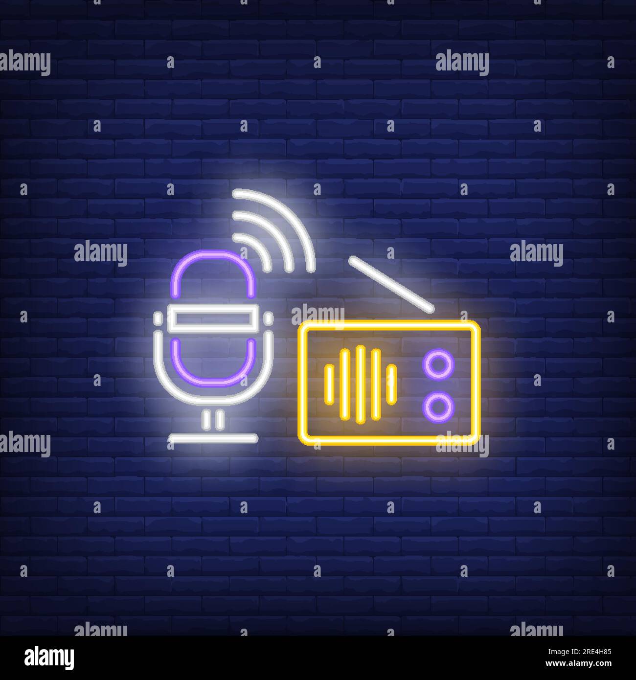Microphone and radio receiver neon sign Stock Vector Image & Art - Alamy