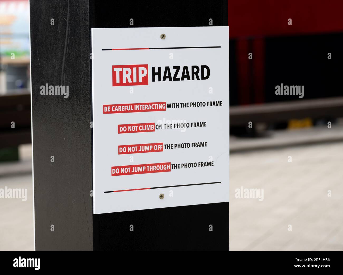 Trip hazard sign, Warwick University, Coventry, UK Stock Photo - Alamy