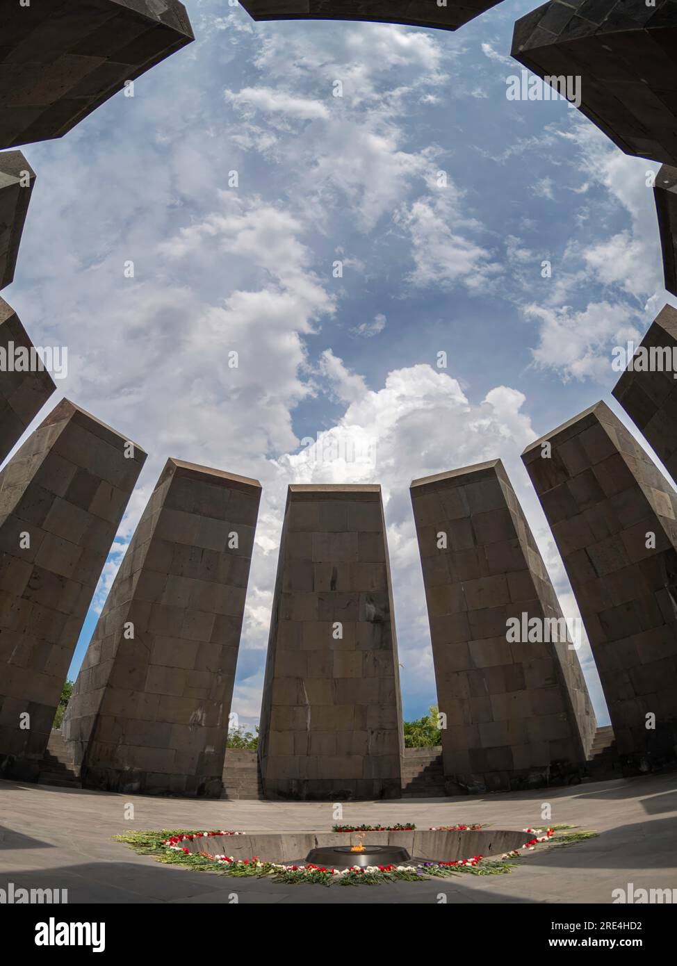 Wide angel image of the very respected and important Tsitsernakaberd ...
