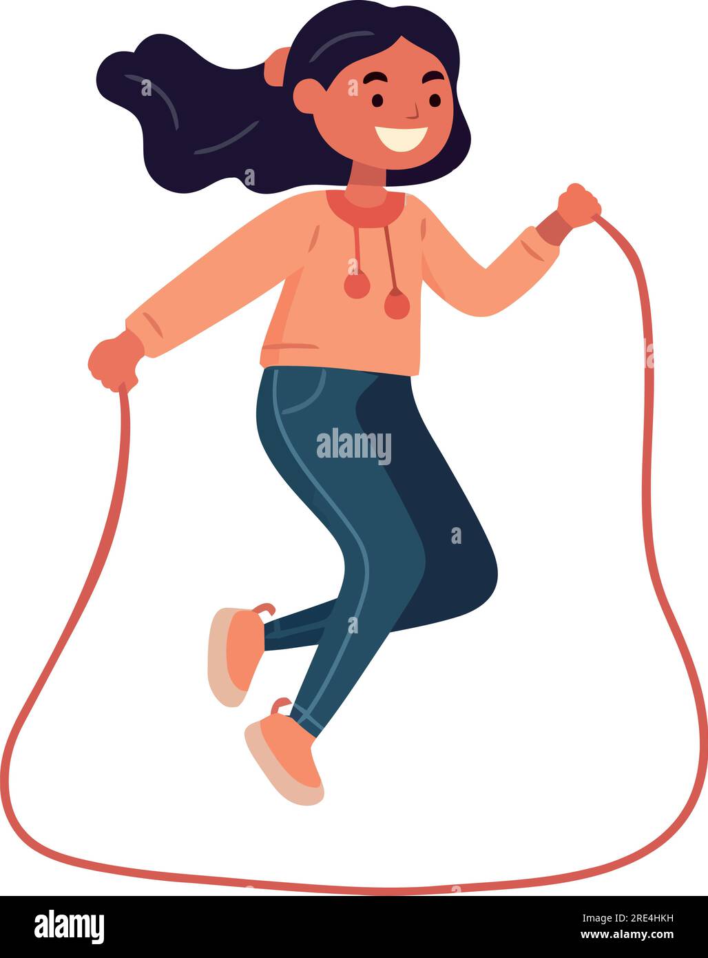 Girl jumping rope isolated Cut Out Stock Images & Pictures - Alamy