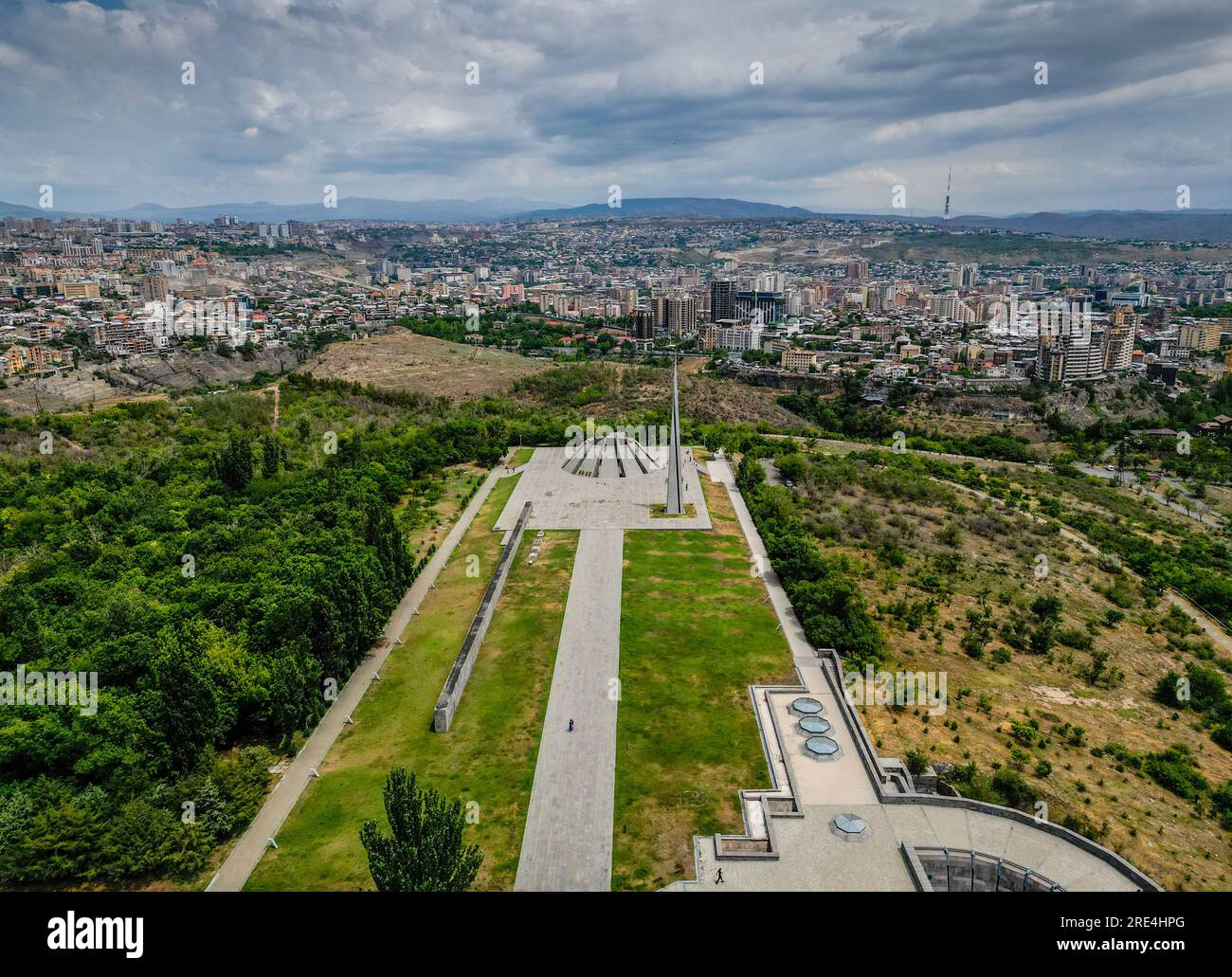 Wide angel image of the very respected and important Tsitsernakaberd ...