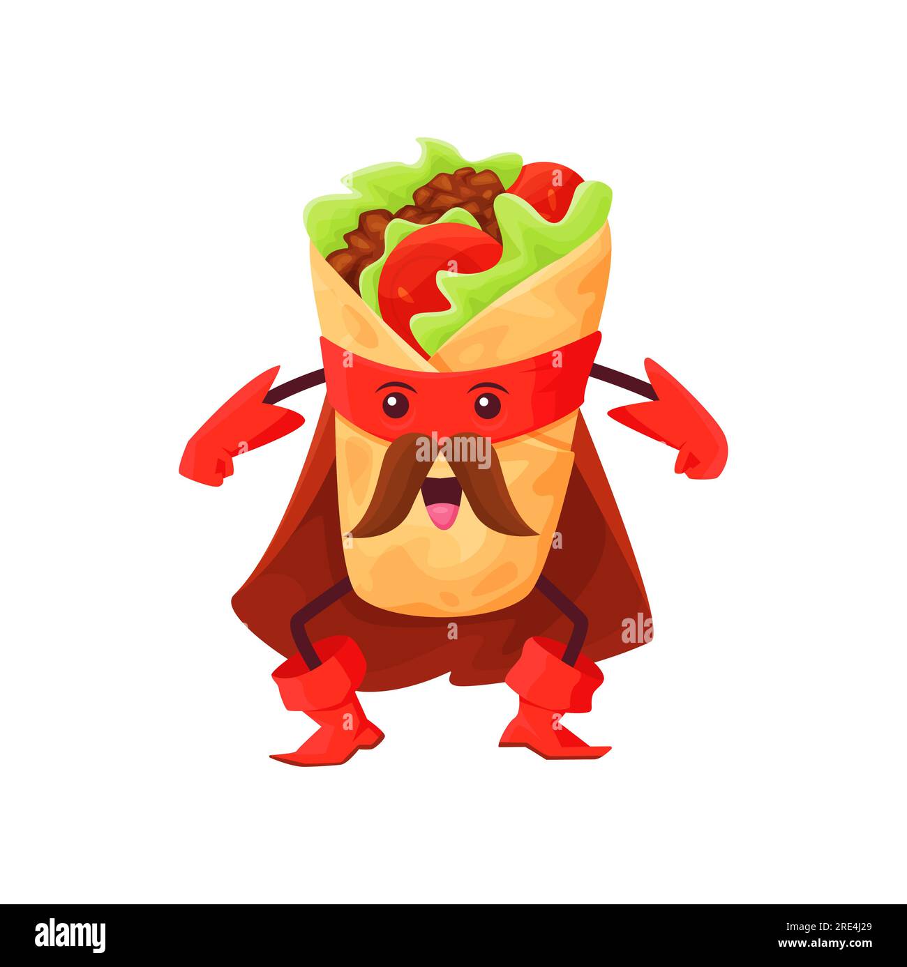Cartoon tex mex burrito superhero character. Funny vector mexican food ...