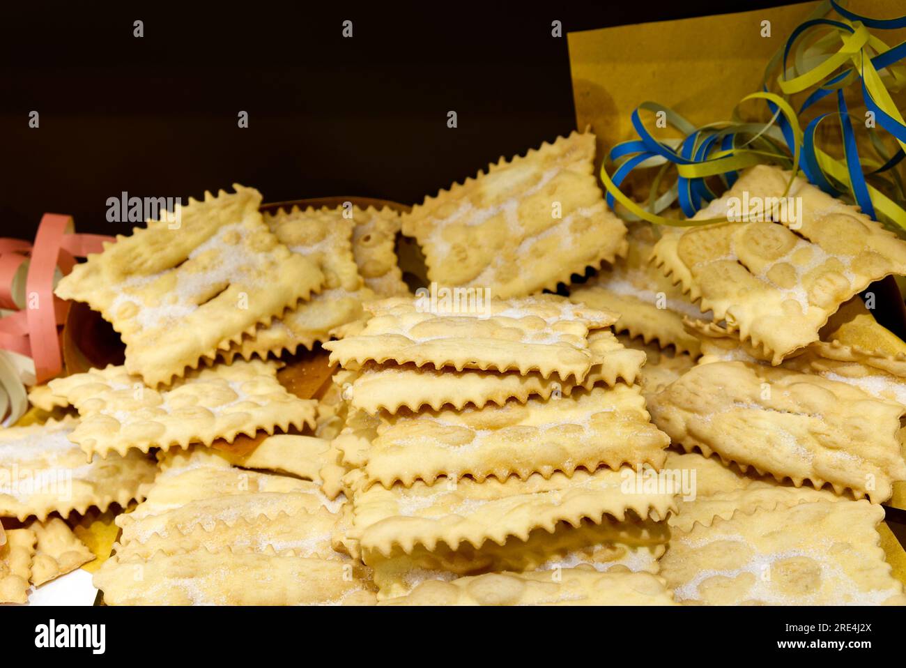 typical Italian sweets of the carnival composed of fried leavened dough ...