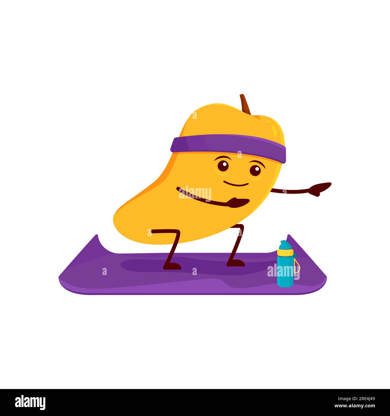 Cartoon mango fruit happy character on yoga fitness sport. Isolated ...
