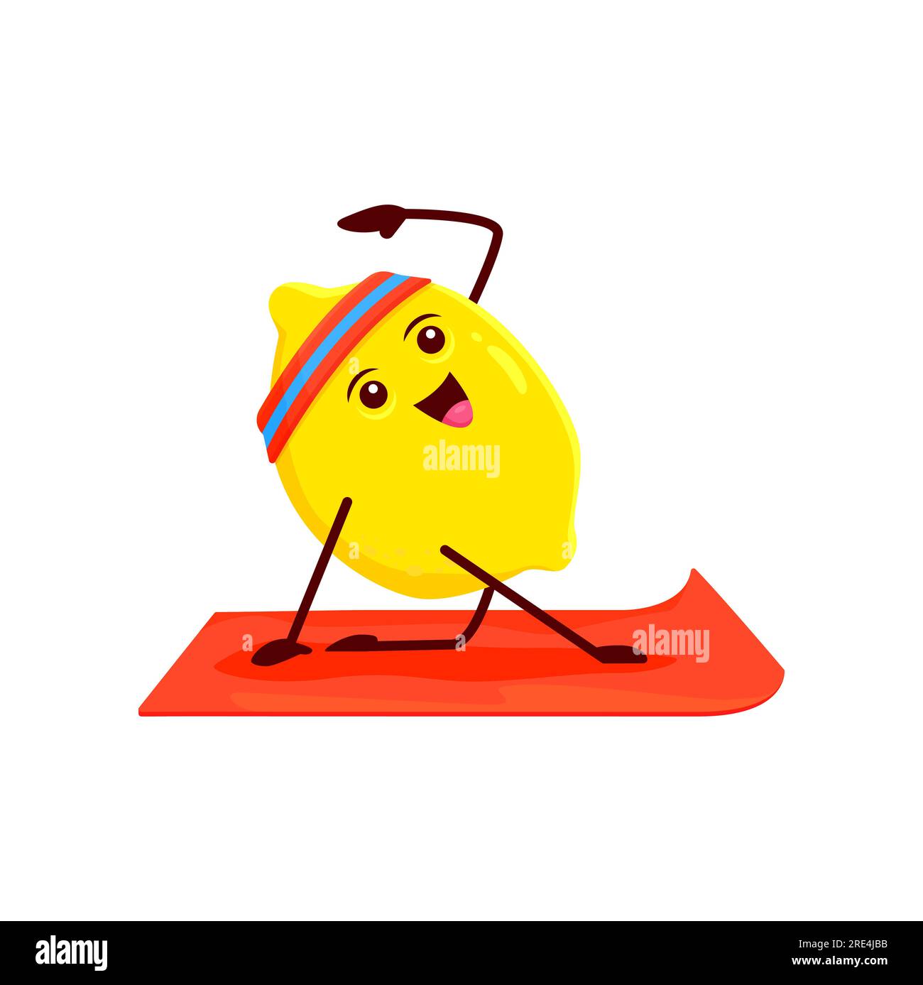Cartoon happy lemon fruit character on yoga fitness sport. Isolated ...