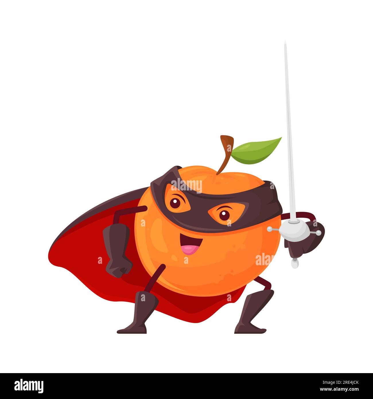 Cartoon funny apricot or peach fruit superhero defender character in ...