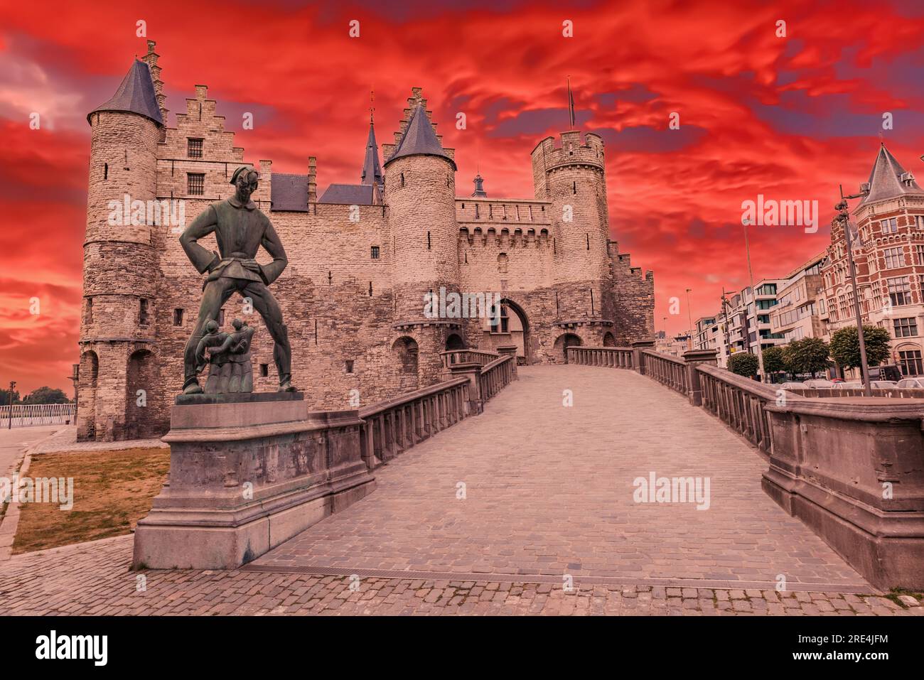 Steen Castle at sunset (Het Steen "the rock"), built between 1220 and ...