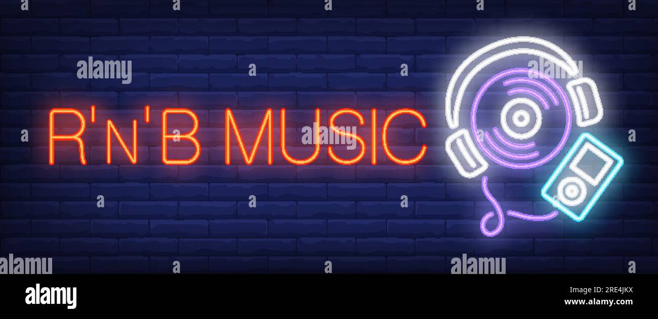 RNB music neon text with player Stock Vector Image & Art - Alamy