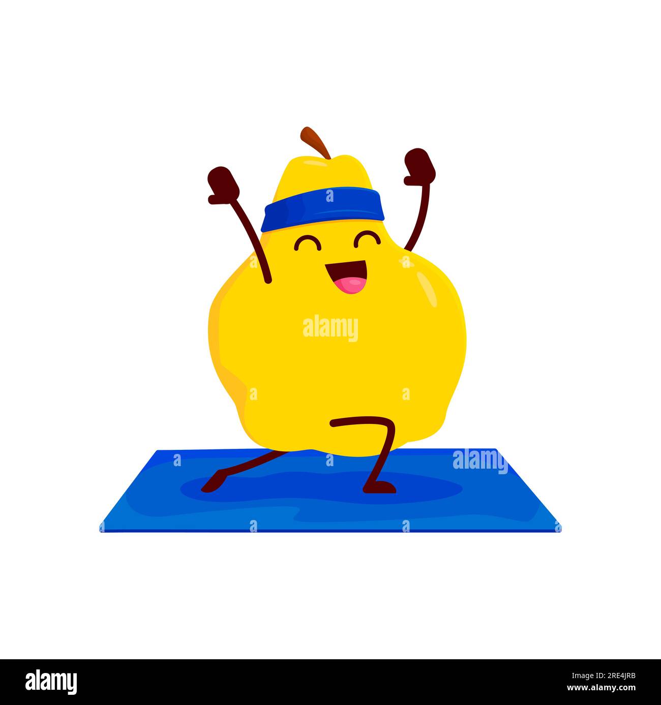Cartoon quince character on yoga or pilates fitness sport. Vector ripe ...