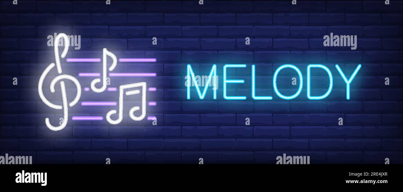 Melody neon sign. Music staff notes Stock Vector Image & Art - Alamy