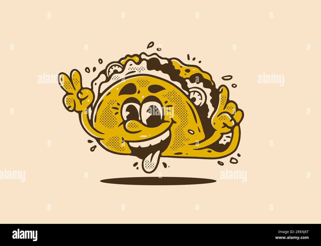 Mascot character illustration of tacos with happy face, in vintage ...