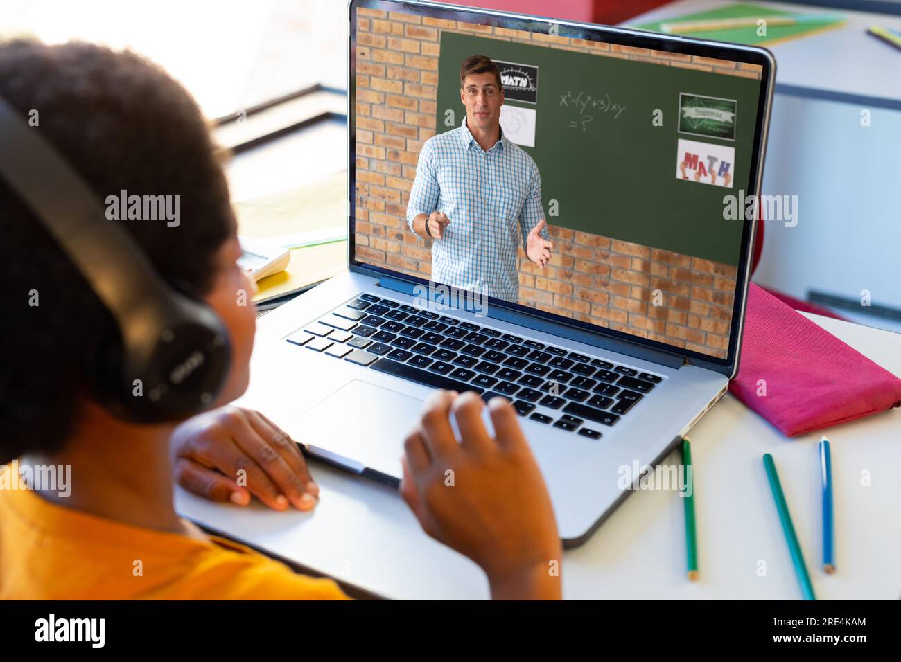 Male on computer rear view hi-res stock photography and images - Alamy