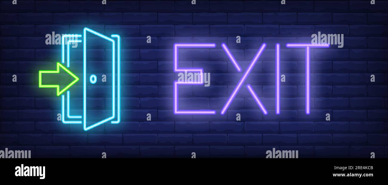 Exit neon sign Stock Vector Image & Art - Alamy