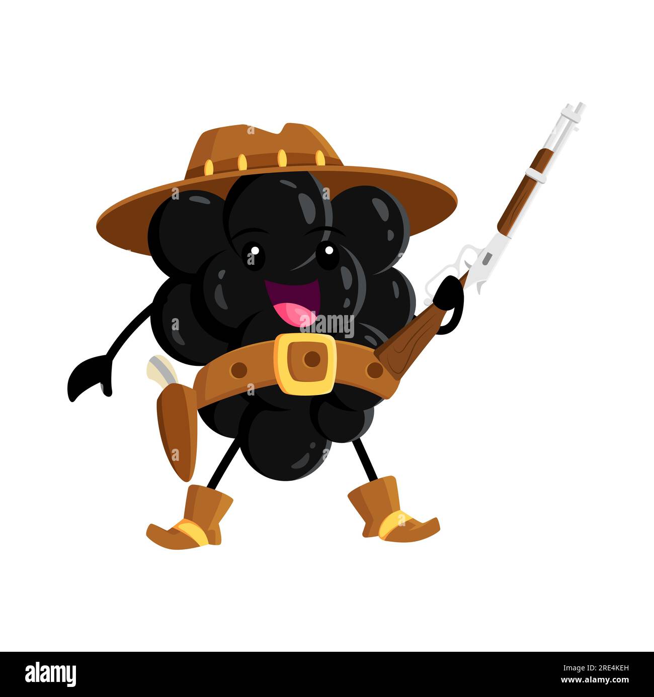 Cartoon blackberry cowboy or ranger character. Funny vector berry ...