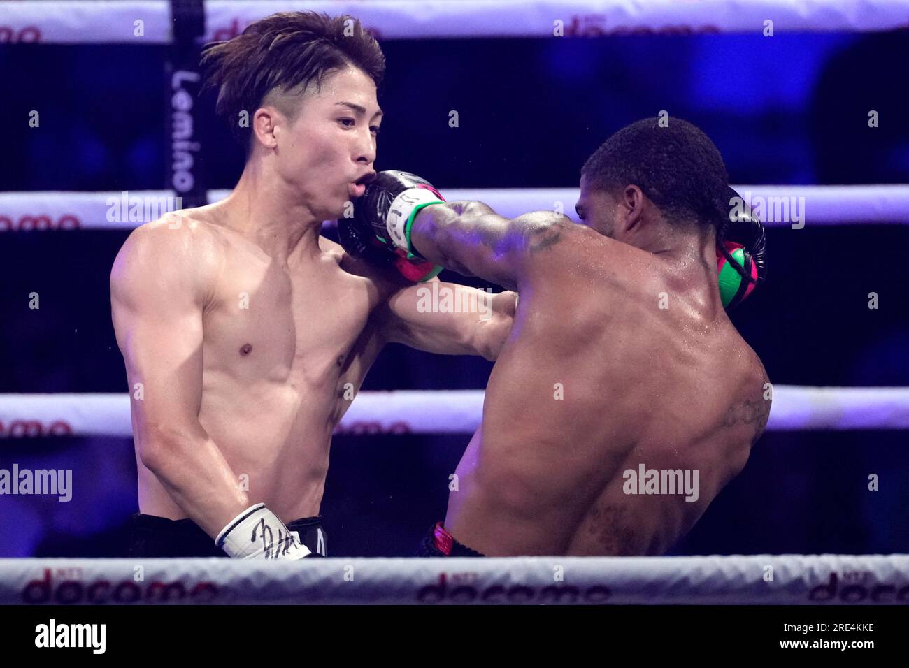 Stephen Fulton, right, of the U.S. throws a punch against Naoya Inoue of Japan during the second ...