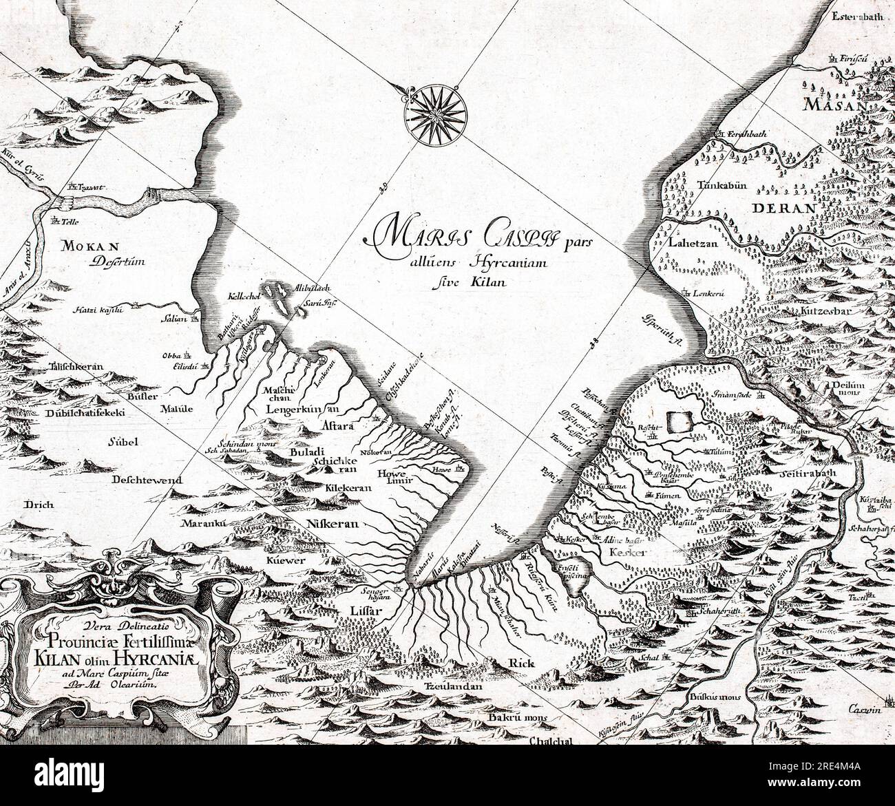 Map of the Caspian Sea. Antique Map Depicting the Caspian Sea Coastline ...