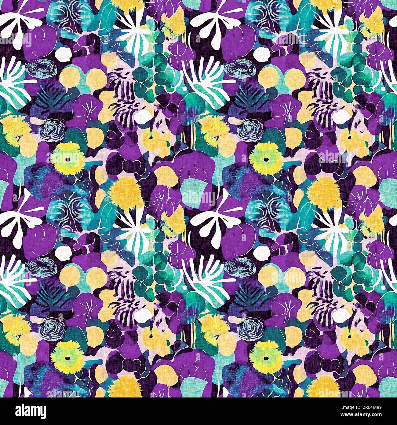 Modern purple summer collage paper cut out shapes pattern with fabric ...